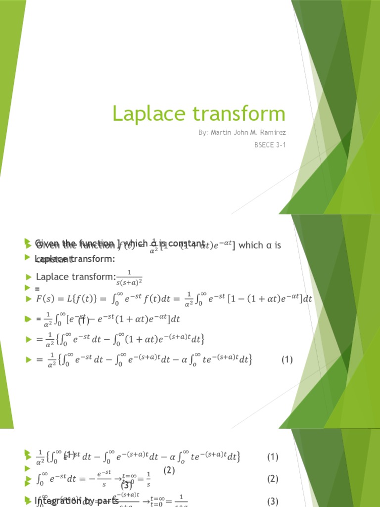 Laplace Transform: By: Martin John M. Ramirez BSECE 3-1 | PDF