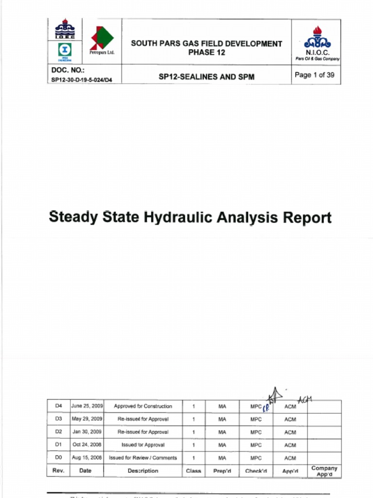 1-Steady State Hydraulic Analysis Report | PDF | Pipeline Transport ...