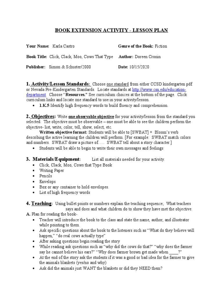 Book Extension Activity - Lesson Plan: Department | PDF | Books ...