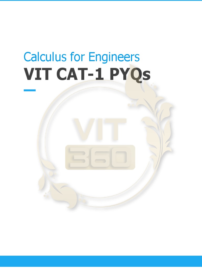 Calculus for Engineers: VIT CAT-1 PYQs & Study Tips | PDF