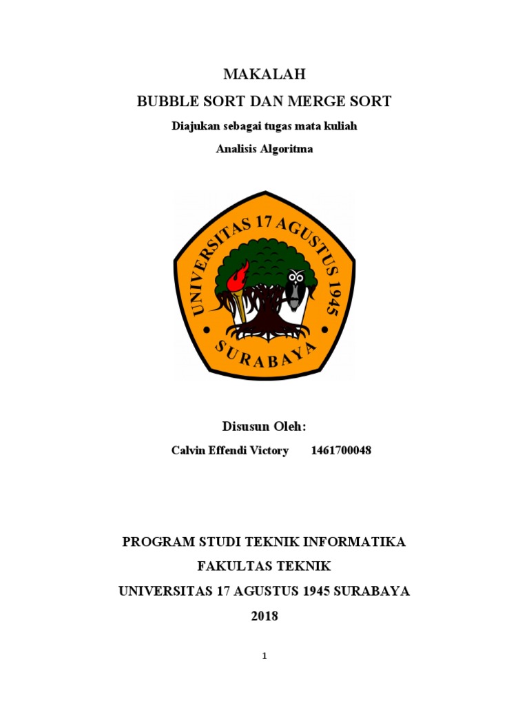 Makalah Bubble Sort Dan Merge Sort | PDF | Discrete Mathematics ...