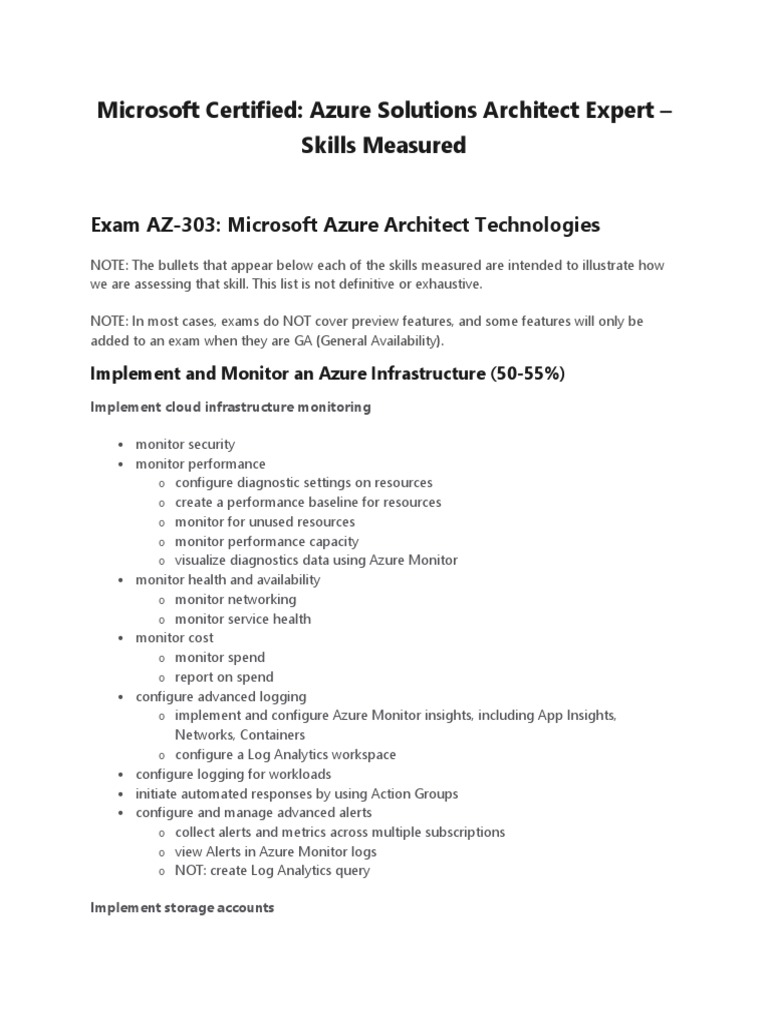 Microsoft Certified: Azure Solutions Architect Expert - Skills Measured ...