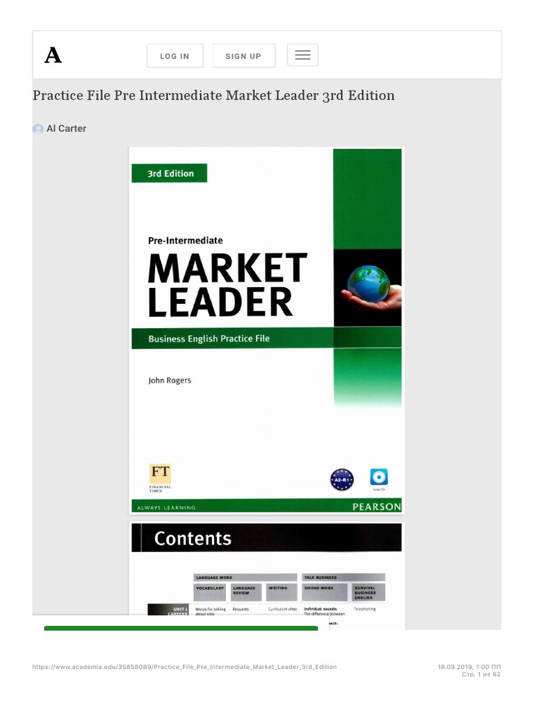 Market Leader Pre-Intermediate Answers | PDF | Inquiry | Cognition