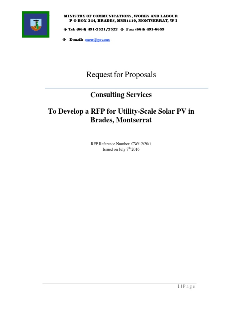 Request For Proposals: Consulting Services To Develop A RFP For Utility ...