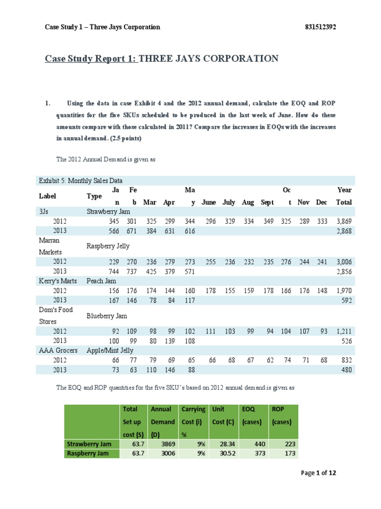 Three Jay Corporation | PDF | Inventory | Forecasting