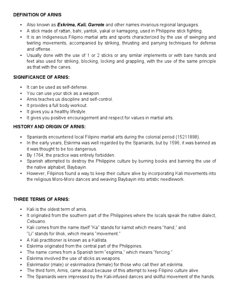 Module In Arnis Pdf Combat Foot