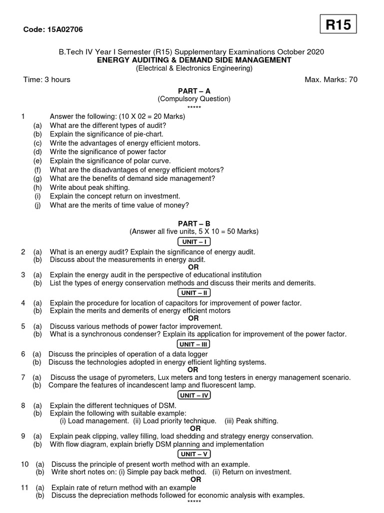 EADSM (R-15) JNTUA Question Papers | PDF | Efficient Energy Use ...