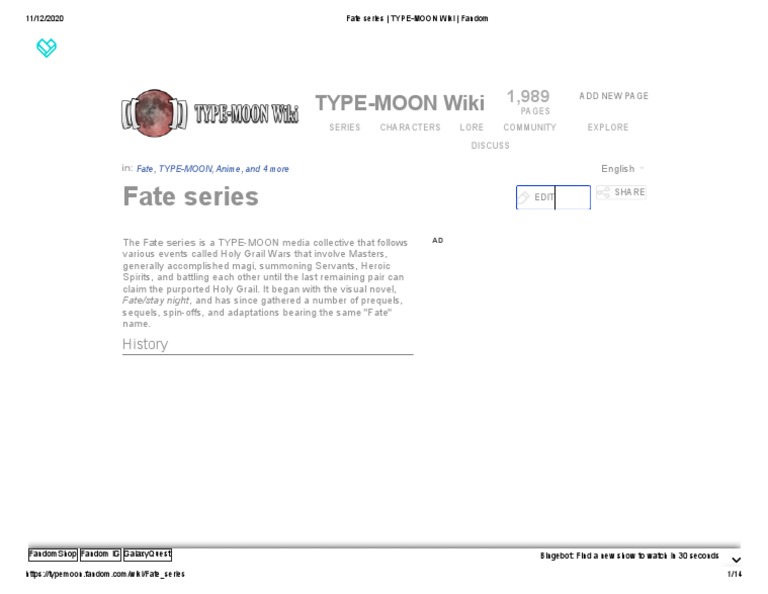 Fate Series - TYPE-MOON Wiki - Fandom | PDF | Young Adult