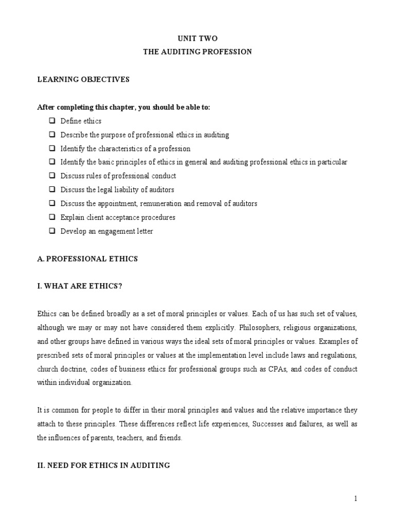 The Auditing Profession: Ethics and Professional Conduct | PDF ...
