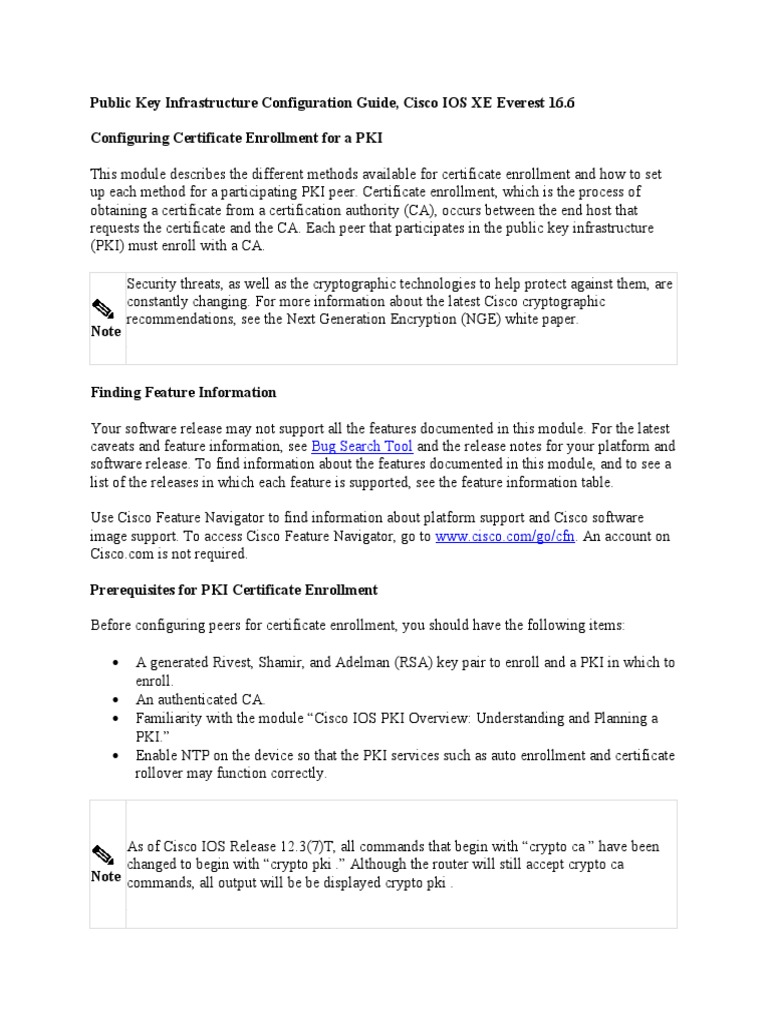 Public Key Infrastructure Configuration Guide Cisco Ios Xe Everest 16 6 Configuring Certificate