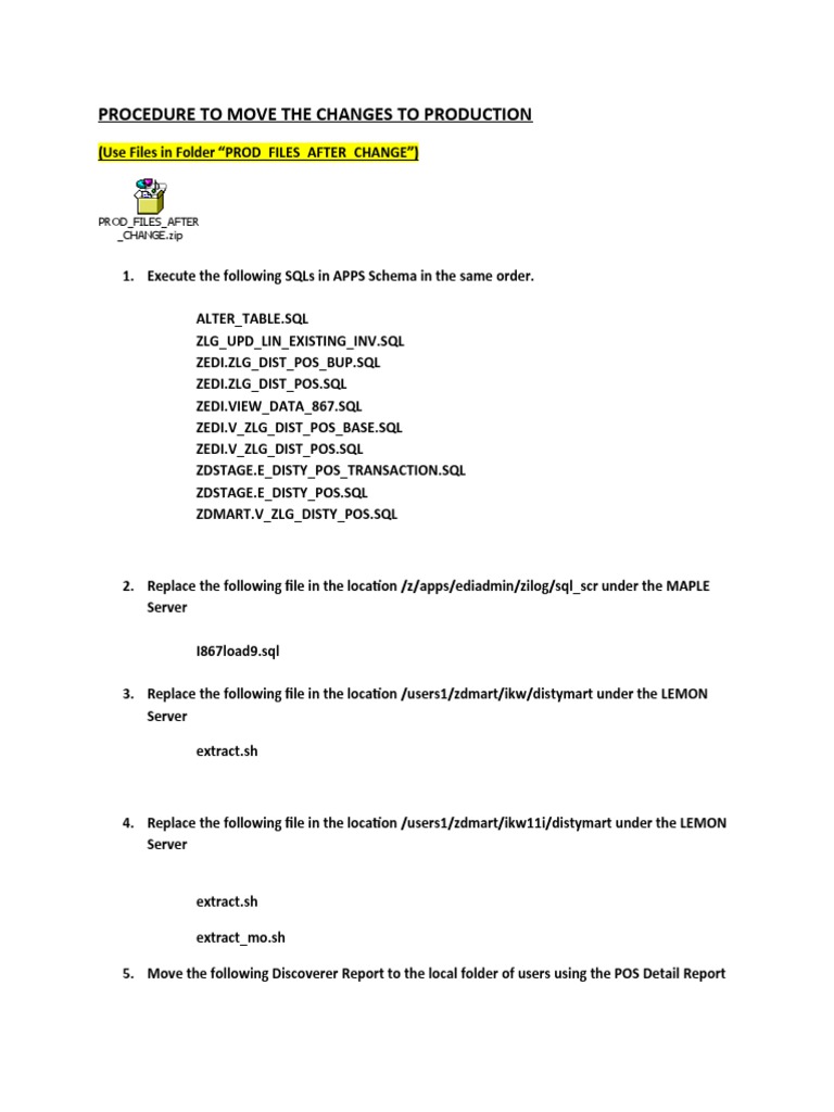 Procedure To Move The Changes To Production | PDF | Data | Software Design