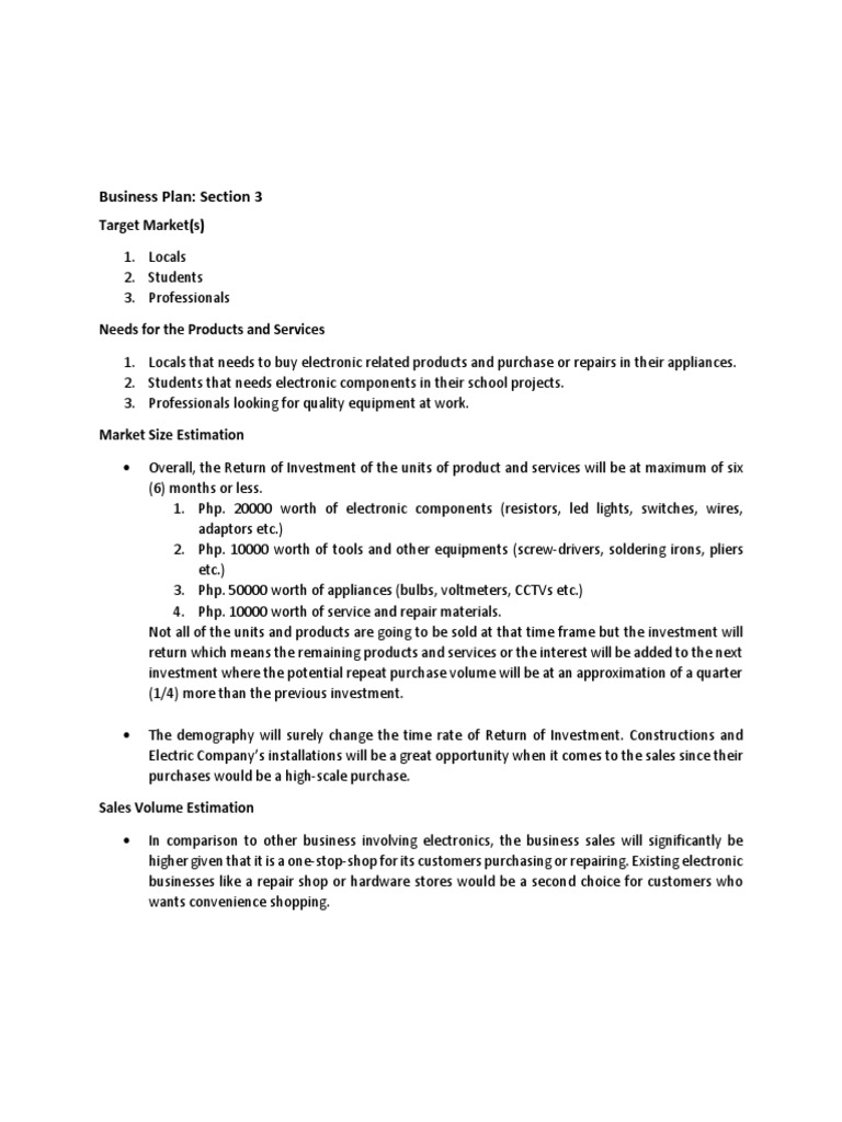 Business Plan Section 3 | PDF