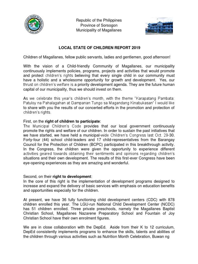 Local State of Children Report 2020 | PDF | Child Protection | Malnutrition