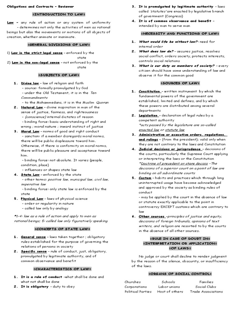 ObliCon Reviewer | Download Free PDF | Precedent | Law Of Obligations