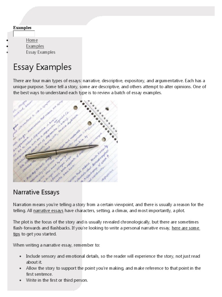 Essay Examples: Narrative Essays | PDF | Essays | Narrative