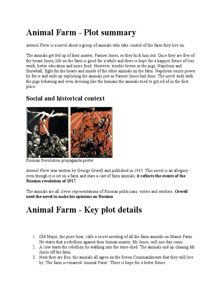 Animal Farm - Plot Summary: Social and Historical Context | PDF ...