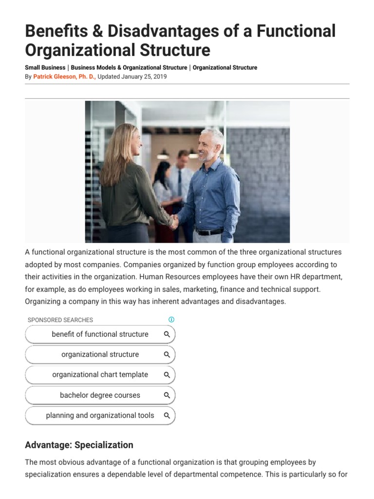Benefits & Disadvantages of A Functional Organizational Structure ...