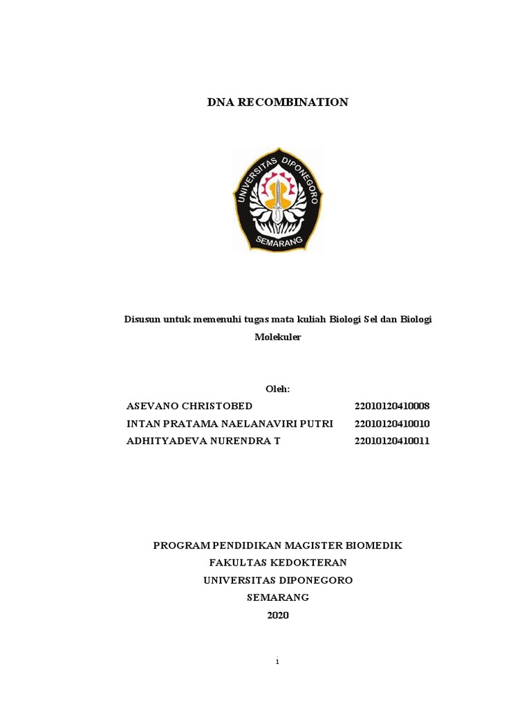 REKOMBINASI HOMOLOG DALAM PERBAIKAN DNA | PDF