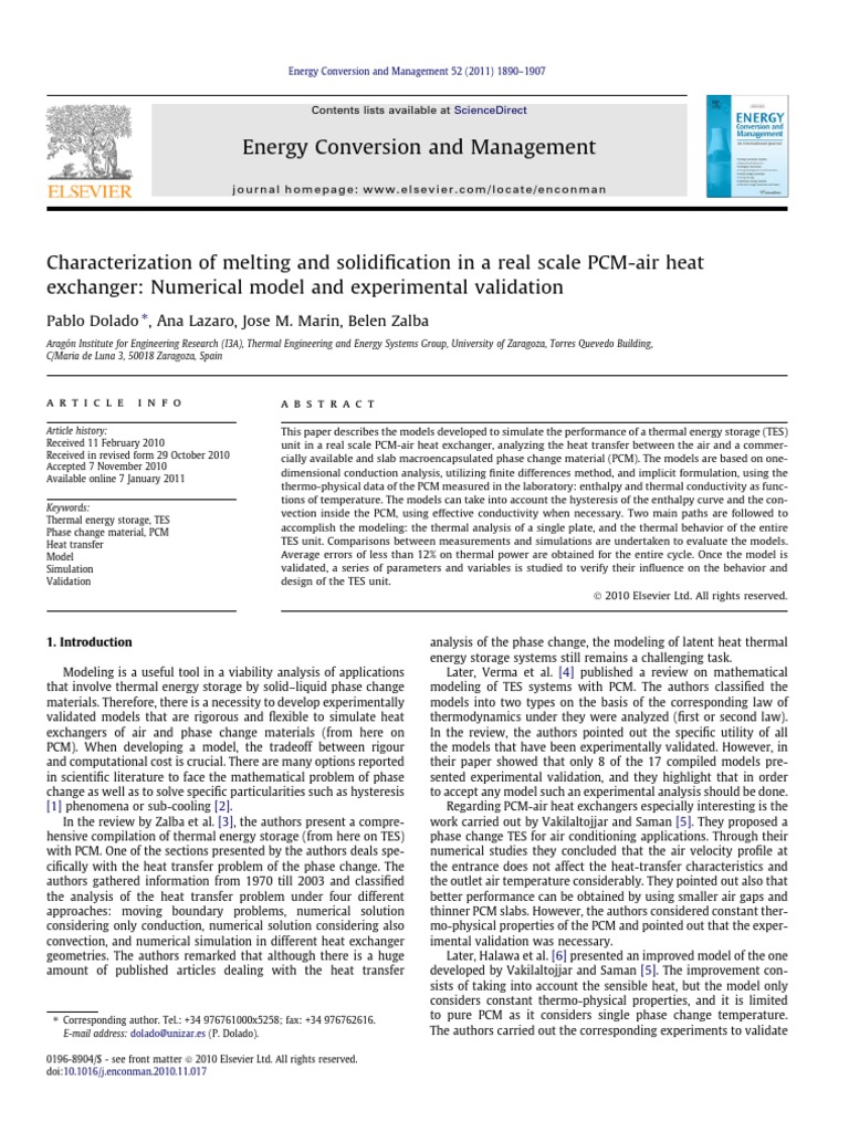 Characterization of Melting and Solidification in A Real Scale PCM-air ...