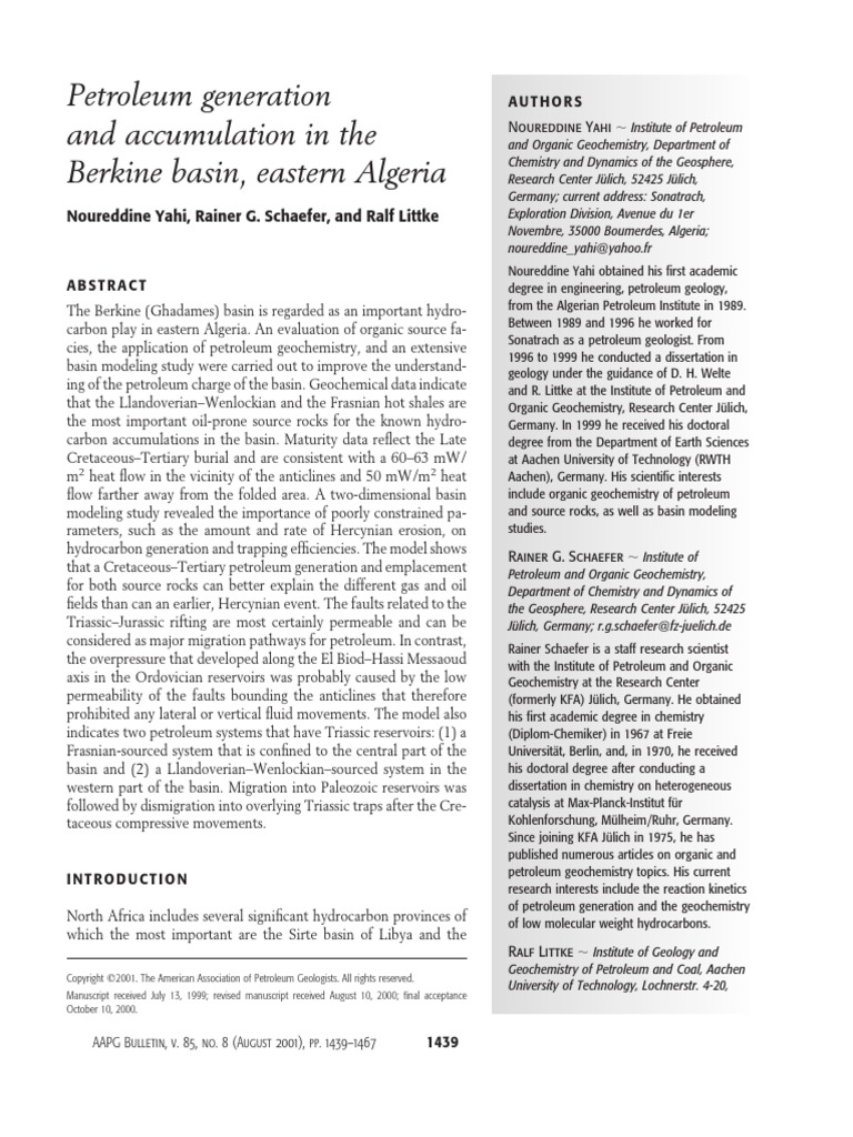 Berkine Basin - Eastern Algeria | PDF | Petroleum Reservoir | Petroleum