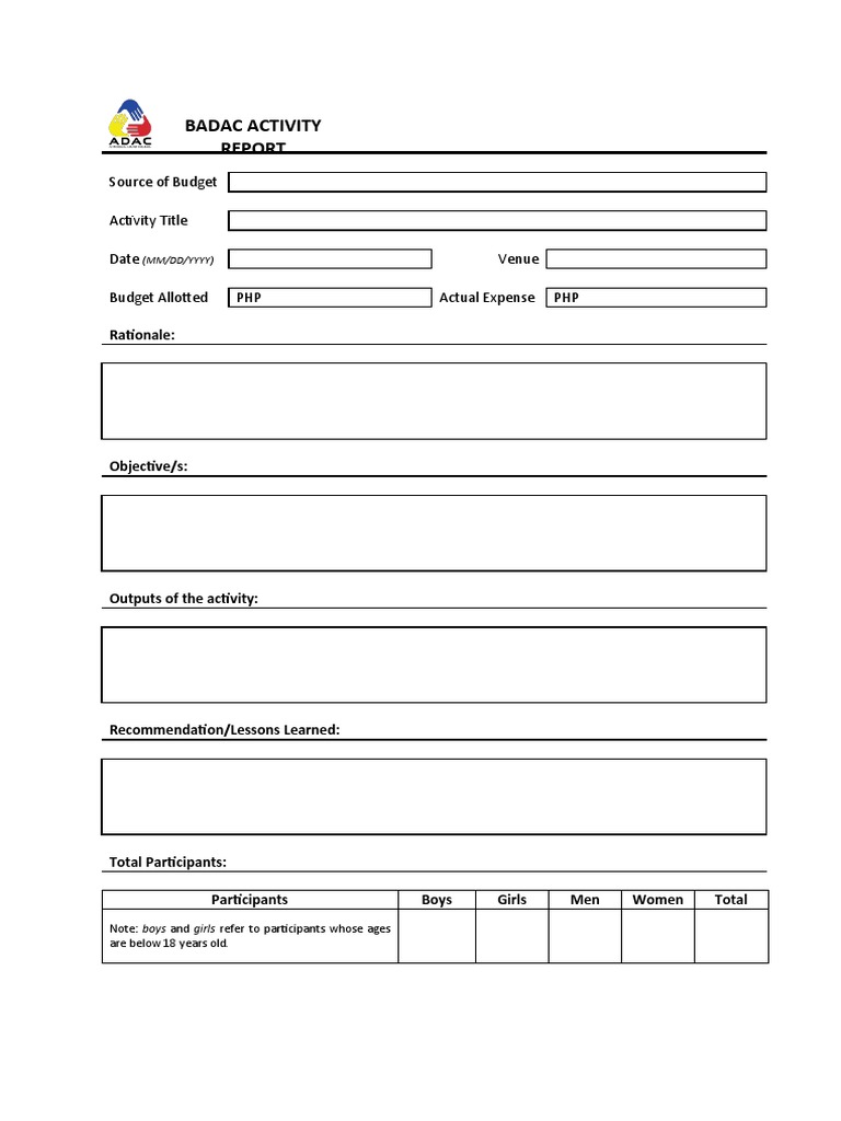 BADAC FORM - Activity Report | PDF