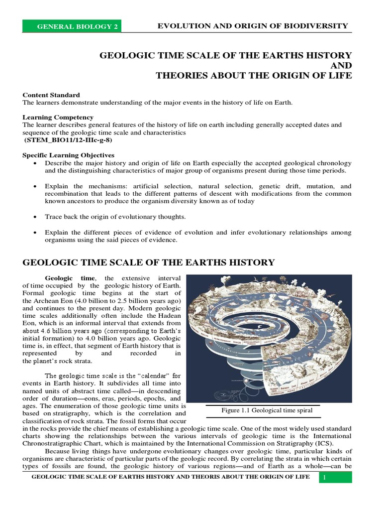 Geologic Time Scale of Earths History and Theories About The Origin of ...