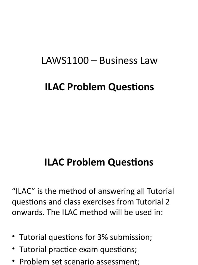 LAWS1100 - Business Law: ILAC Problem Questions | PDF