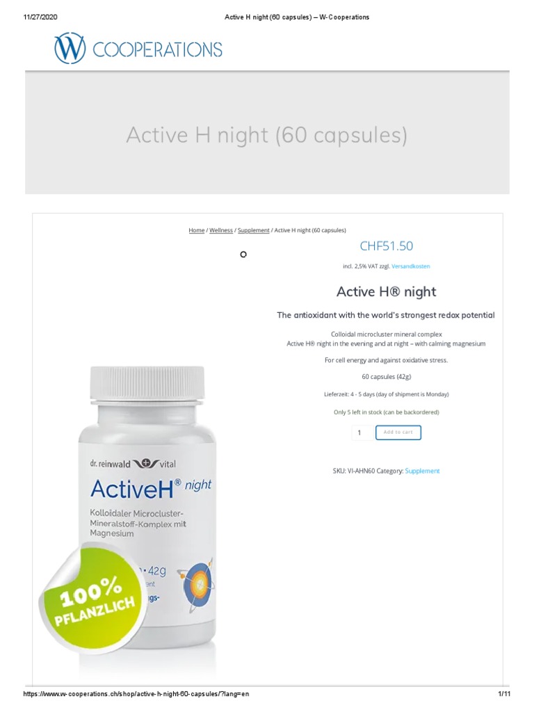 Active H® Night | PDF | Antioxidant | Redox