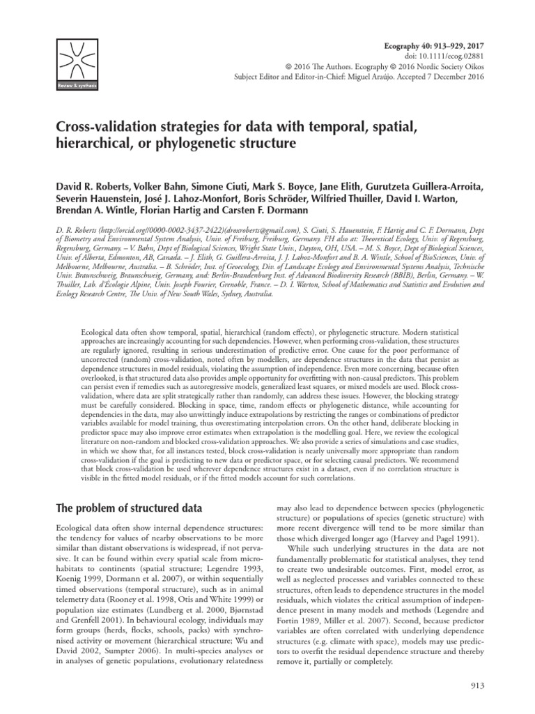 Cross-Validation Strategies For Data With Temporal, Spatial ...