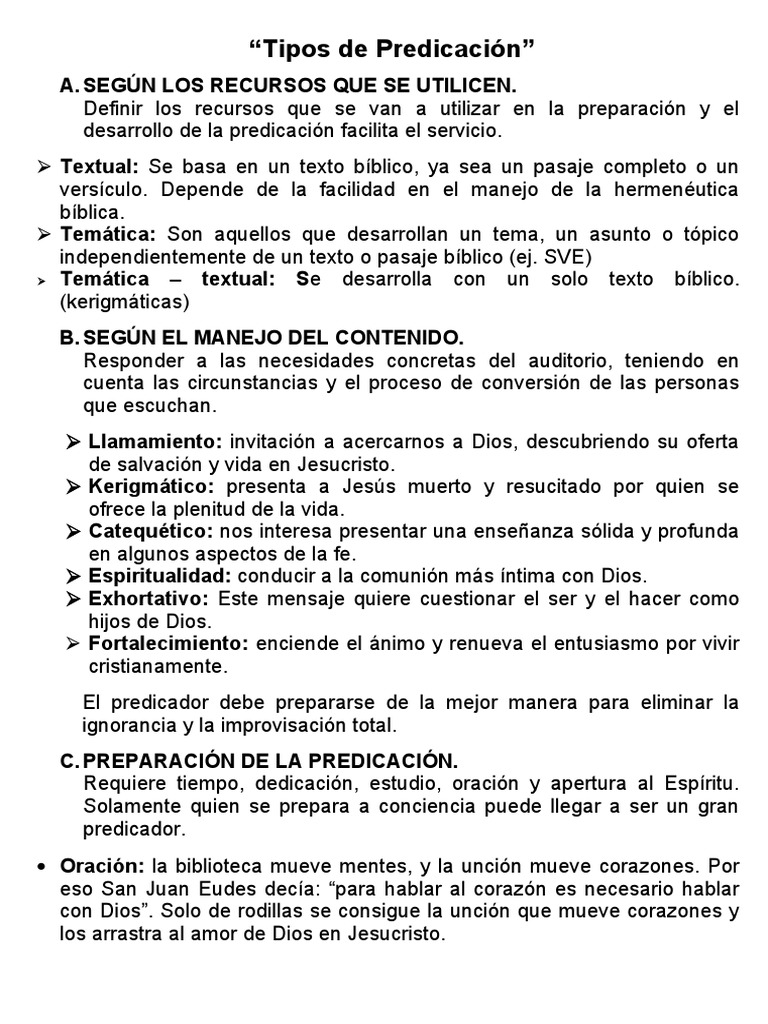 Tipos de Predicacion | PDF | Biblia | Comportamiento religioso y ...
