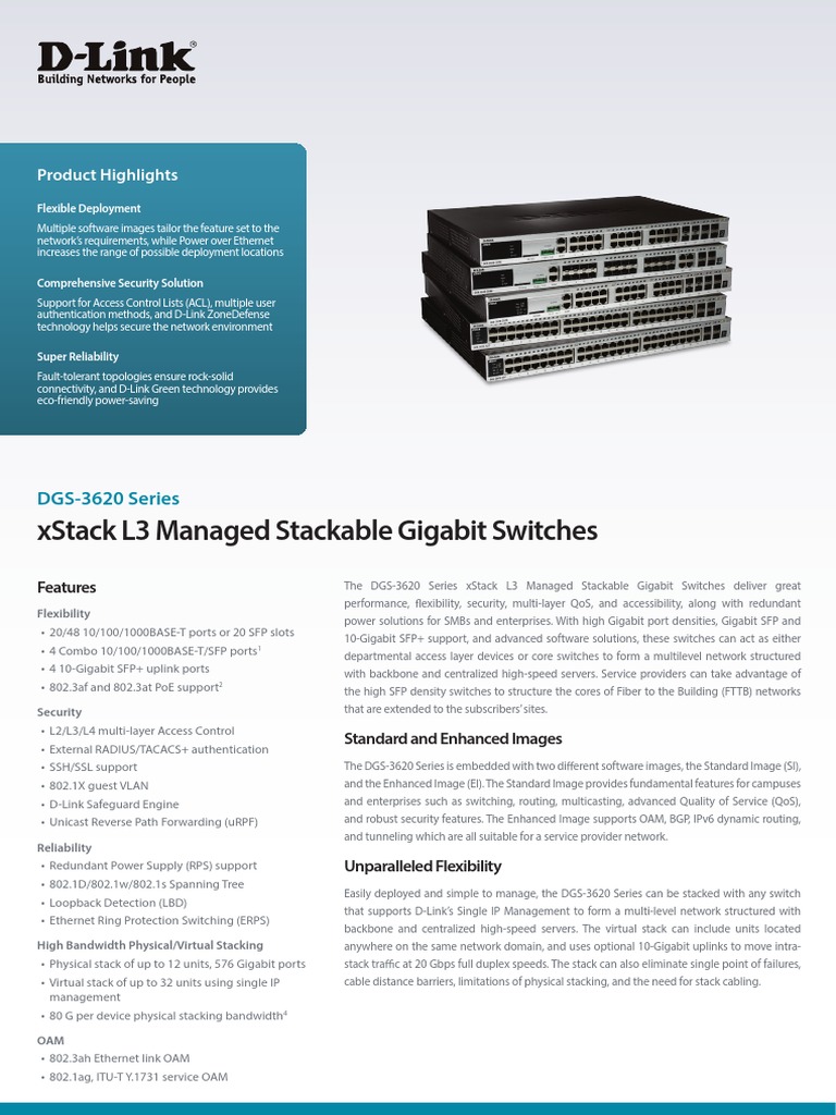 DGS3620SeriesDatasheetB1v1300WW PDF | PDF | I Pv6 | Computer Network