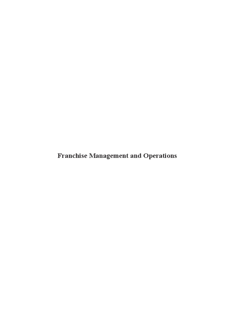 Franchise Management and Operations | PDF | Franchising | Business ...