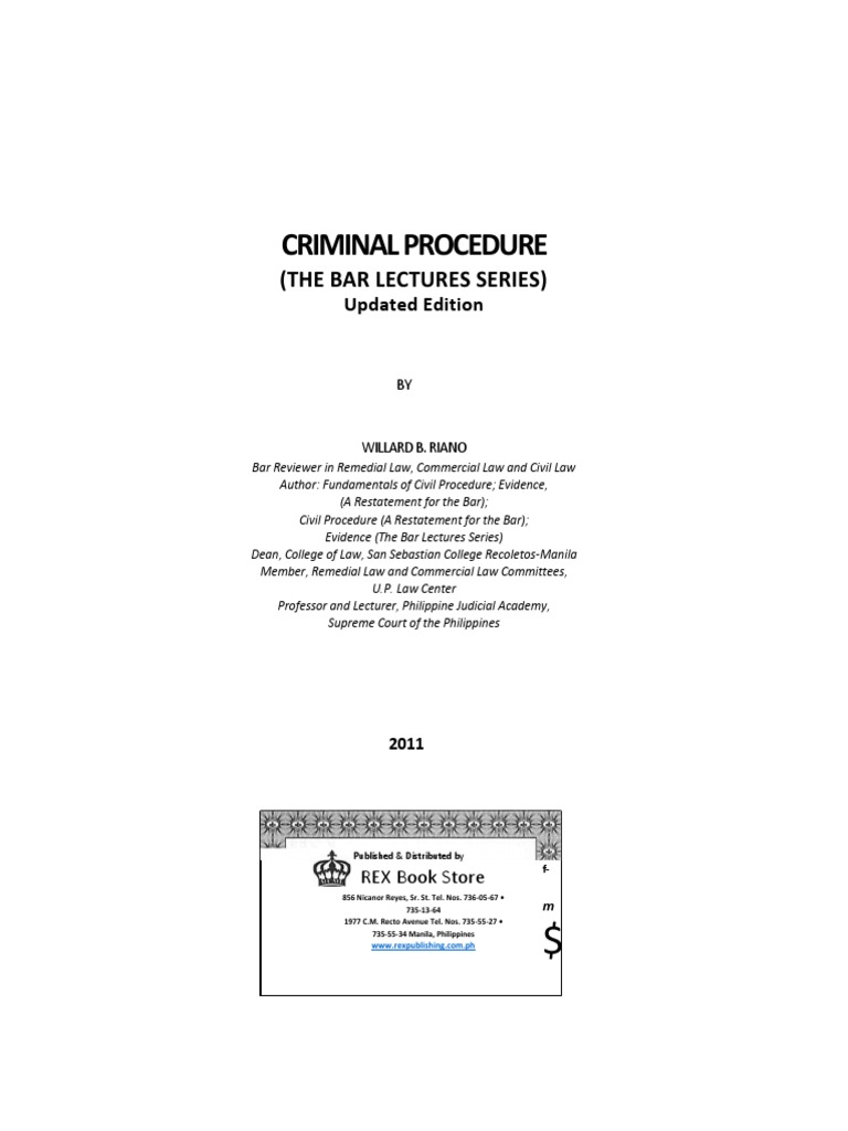Criminal Procedure The Bar Lectures Seri Pdf