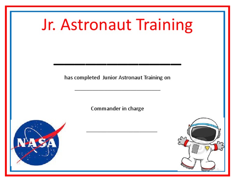 Astronaut Space Training Certificate | PDF