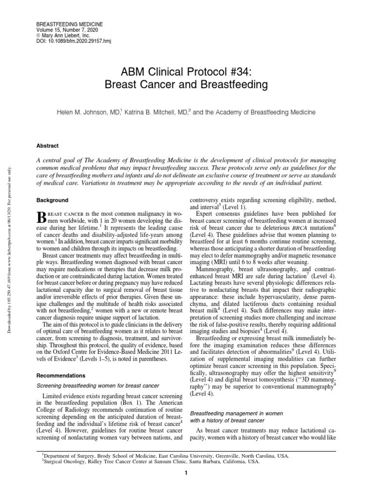 Breast Cancer Protocol | Download Free PDF | Breast Cancer | Breastfeeding