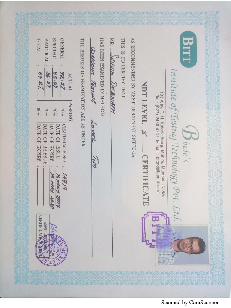 Old NDT Certificate | PDF