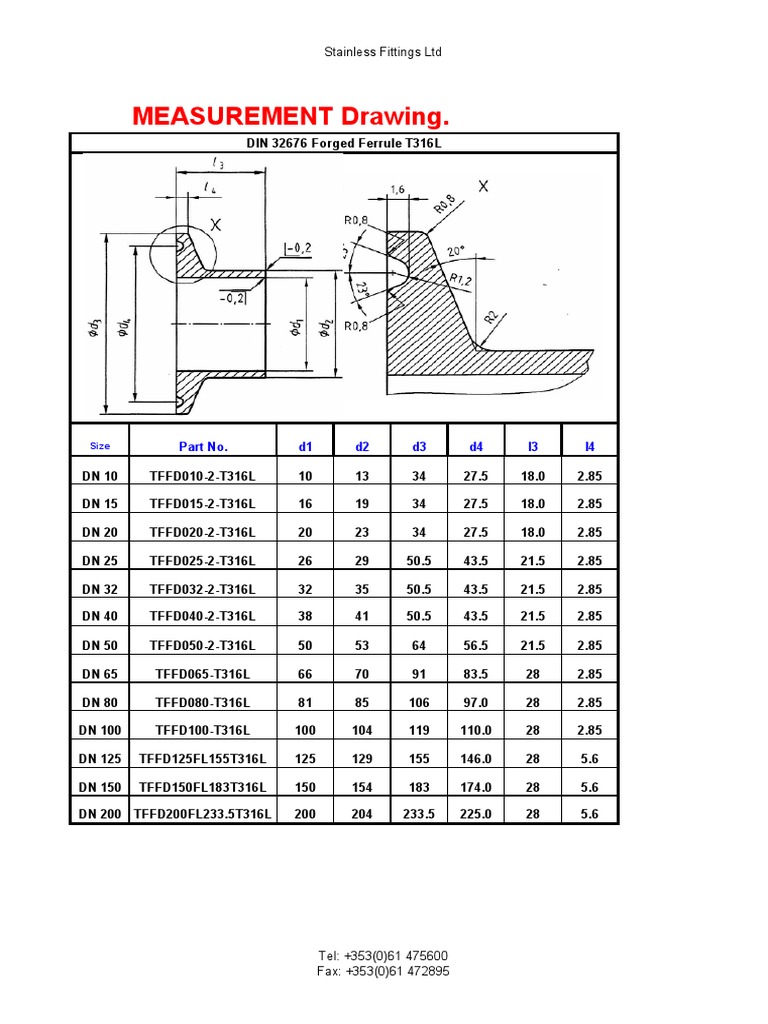 DIN 32676 T316L Fittings Dimensions | PDF | Computers