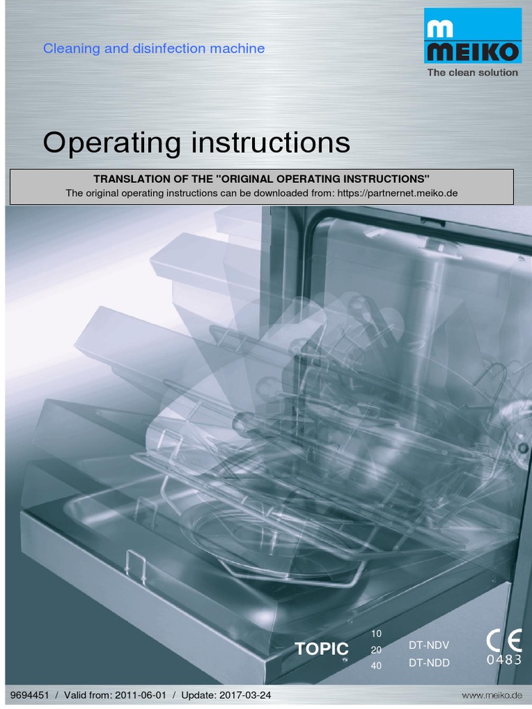 Meiko Topic 20 Operating Instructions | PDF | Door | Kitchen Utensil