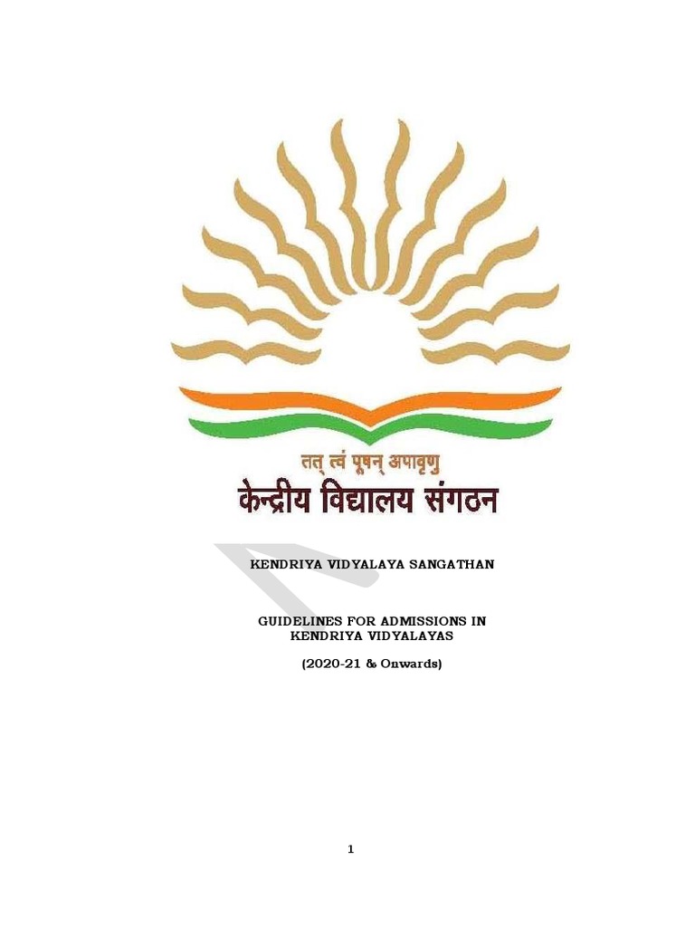 Kendriya Vidyalaya Admission Guidelines 2020 | PDF | University And ...