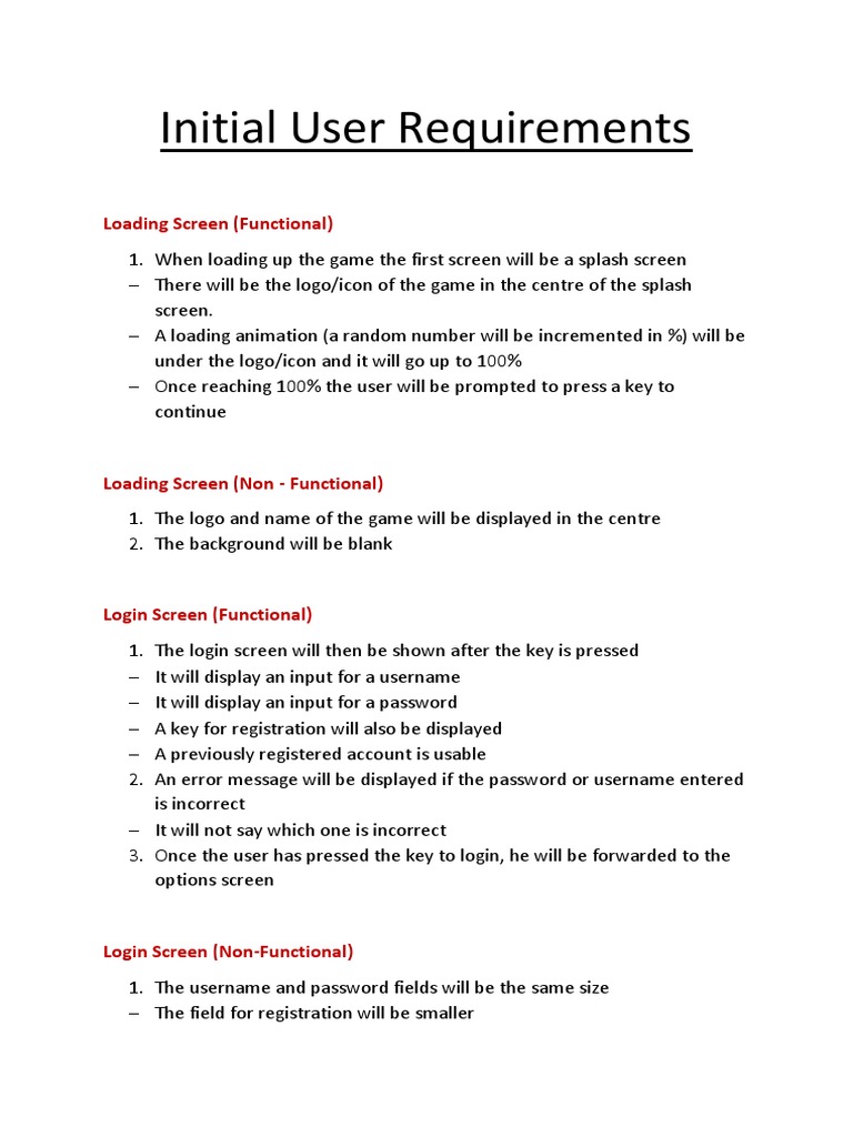 Initial Requirements 23 - 10 | Download Free PDF | Password | User ...