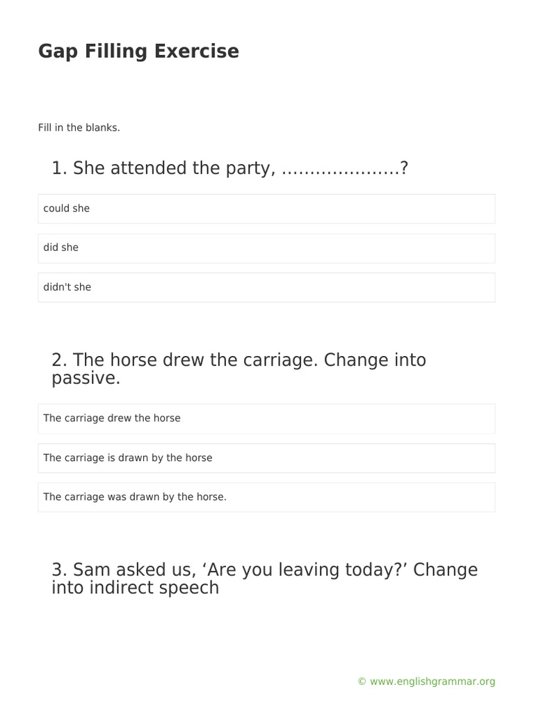 Gap Filling Exercise | PDF | Cooking, Food & Wine | Language Arts ...