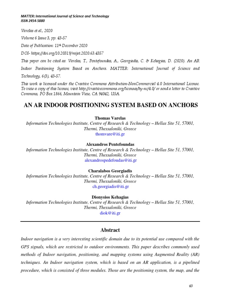 An Ar Indoor Positioning System Based On Anchors | PDF | Augmented Reality | Cloud Computing