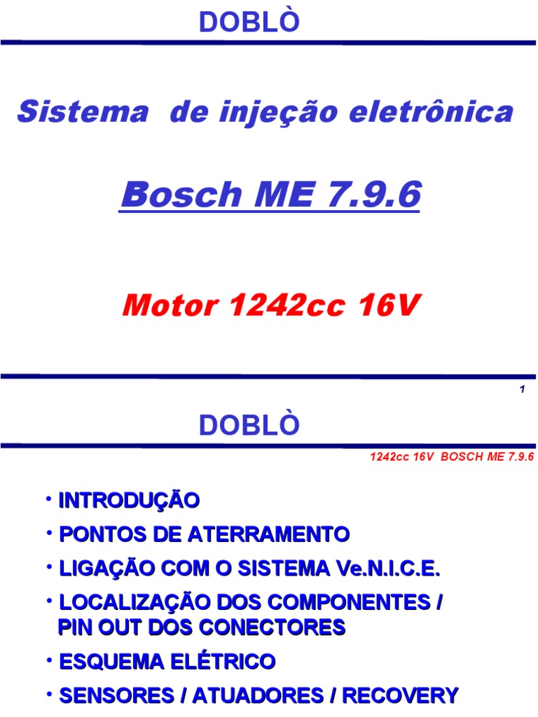 Sistema de Injeção Bosch ME 7.9.6 Doblo | PDF | Injeção eletrônica | Relé