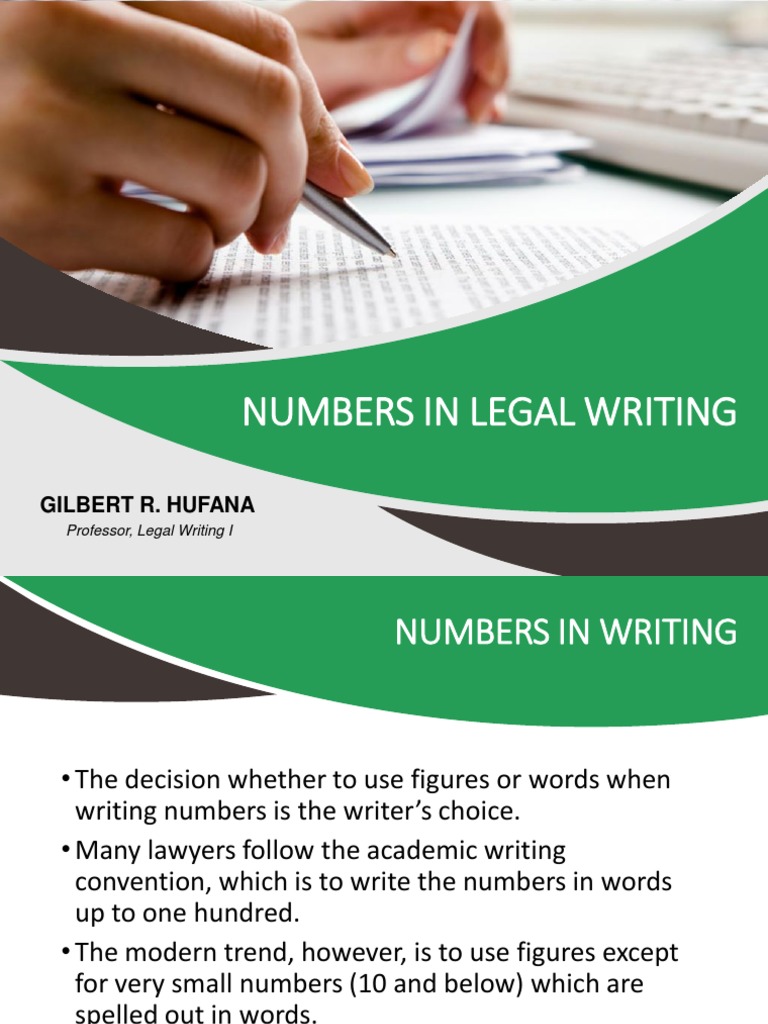 Numbers in Legal Writing: Gilbert R. Hufana | PDF | Adjective | Lawyer