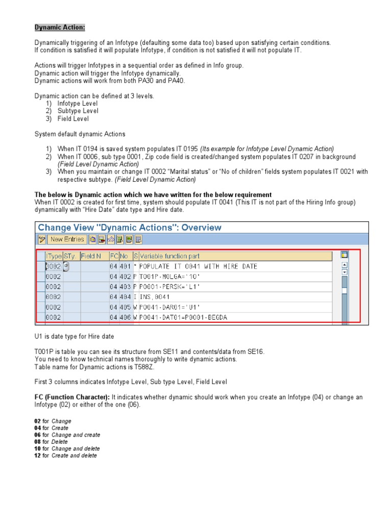 SAP HCM PA Class - Dynamic Actions in Detail, 2 Dyn Act Examples | PDF | Software Engineering ...