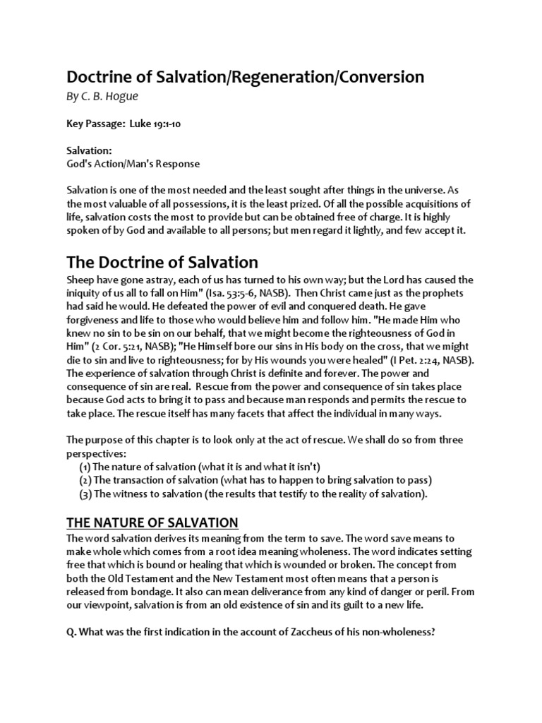 Doctrine of Regeneration-Conversion - 2 PDF | PDF | Perseverance Of The ...