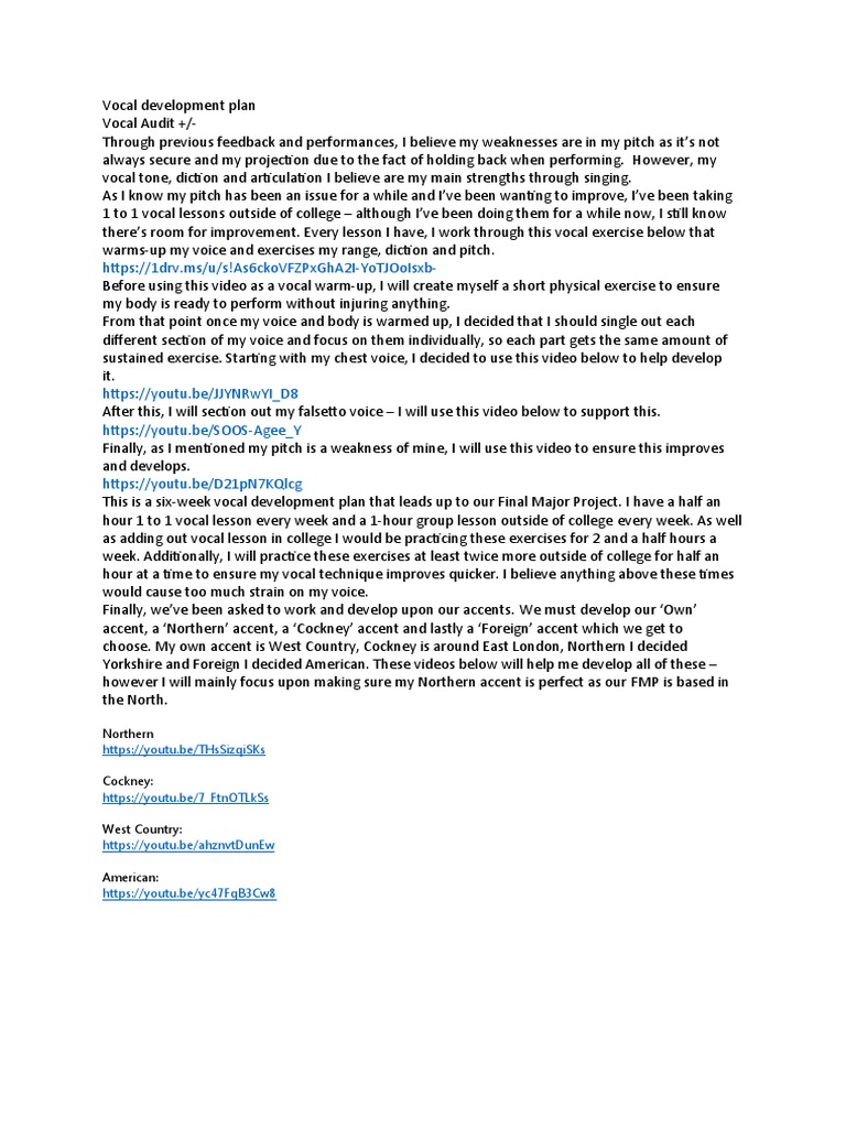 Vocal Development Plan | PDF | Human Voice | Singing