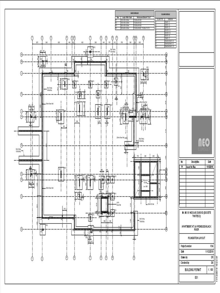 Column Schedule Base Schedules Base Length X Width X Depth ...