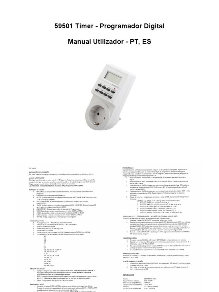 Timer - Manual Programador Digital | PDF