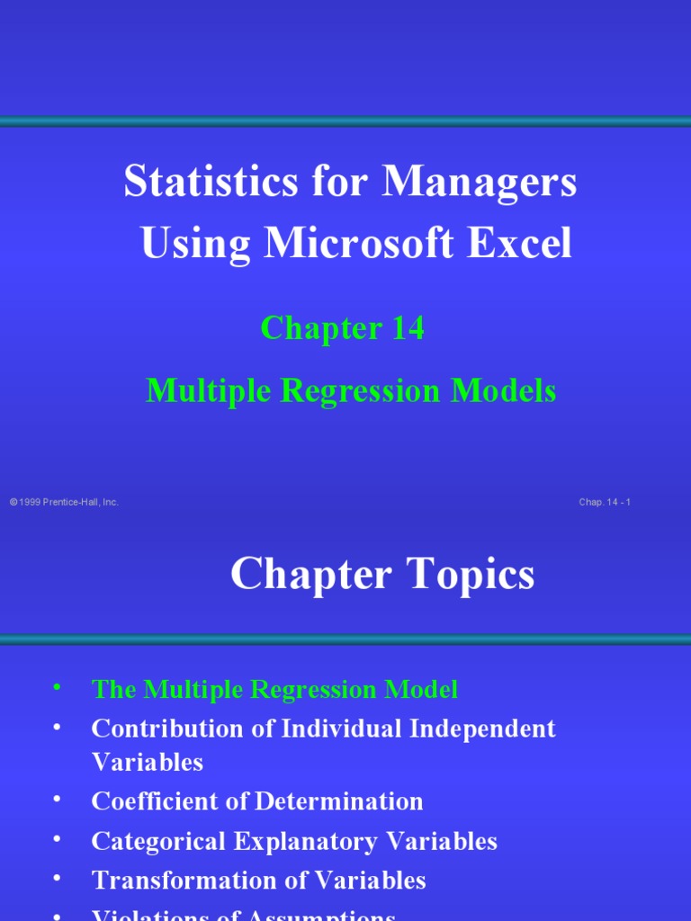 Statistics For Managers Using Microsoft Excel: Multiple Regression Models | PDF | Regression ...